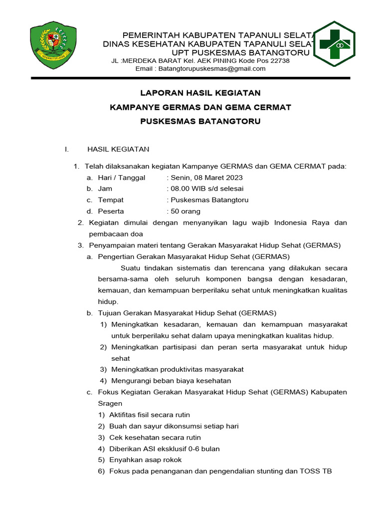 2533 Laporan Hasil Kegiatan Germas Pdf