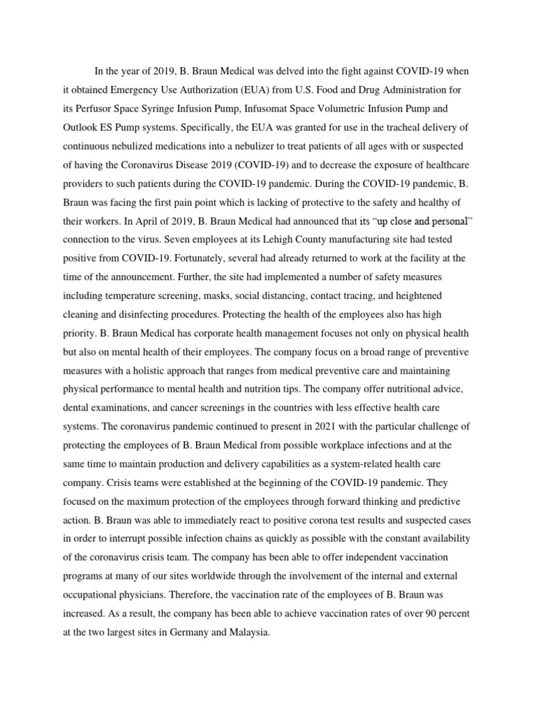 Case Study Pain Points Of B Braun PDF Medical Device Quality