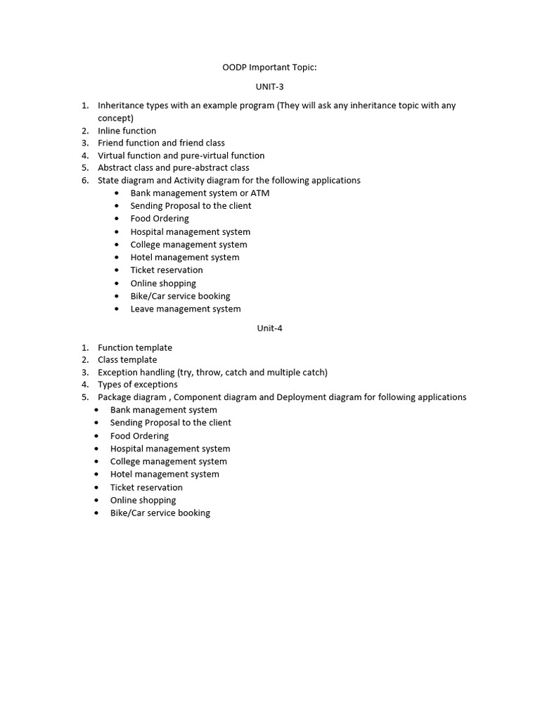 OODP Important Topic (unit-3 and 4) | PDF