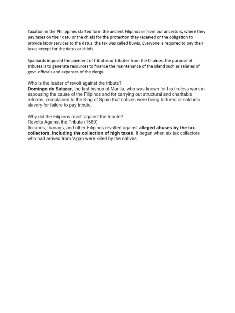 Taxation in The Philippines Started Form The Ancient Filipinos or From ...