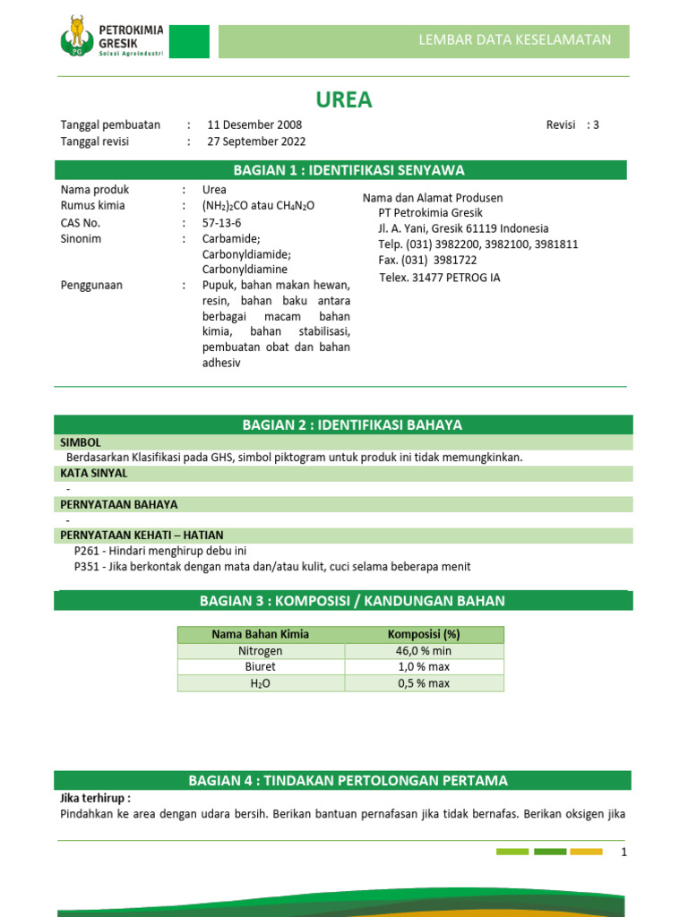 MSDS Urea Petro | PDF