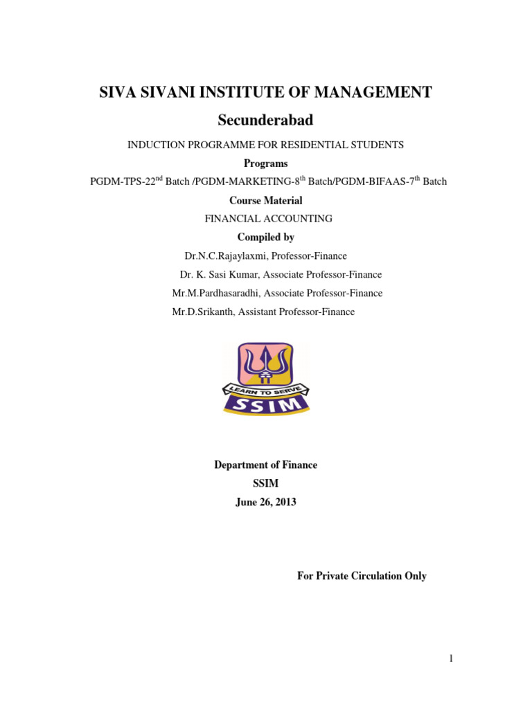Financial Accounting Induction Revised 123 | PDF | Debits And Credits ...
