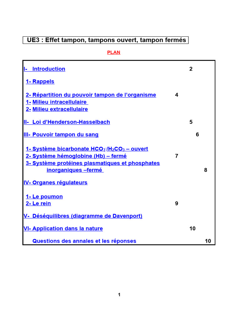 Pouvoir Tampon du Sang et Systèmes | PDF | Solution tampon | Sang