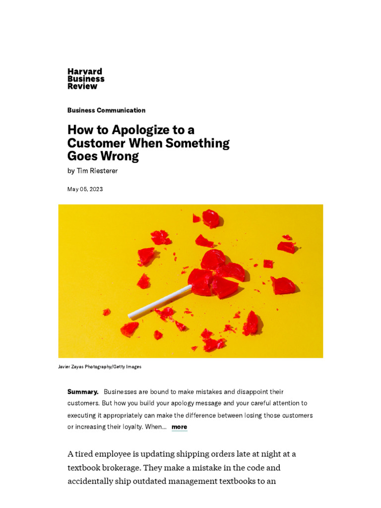 How to Apologize to a Customer When Something Goes Wrong | PDF | Business