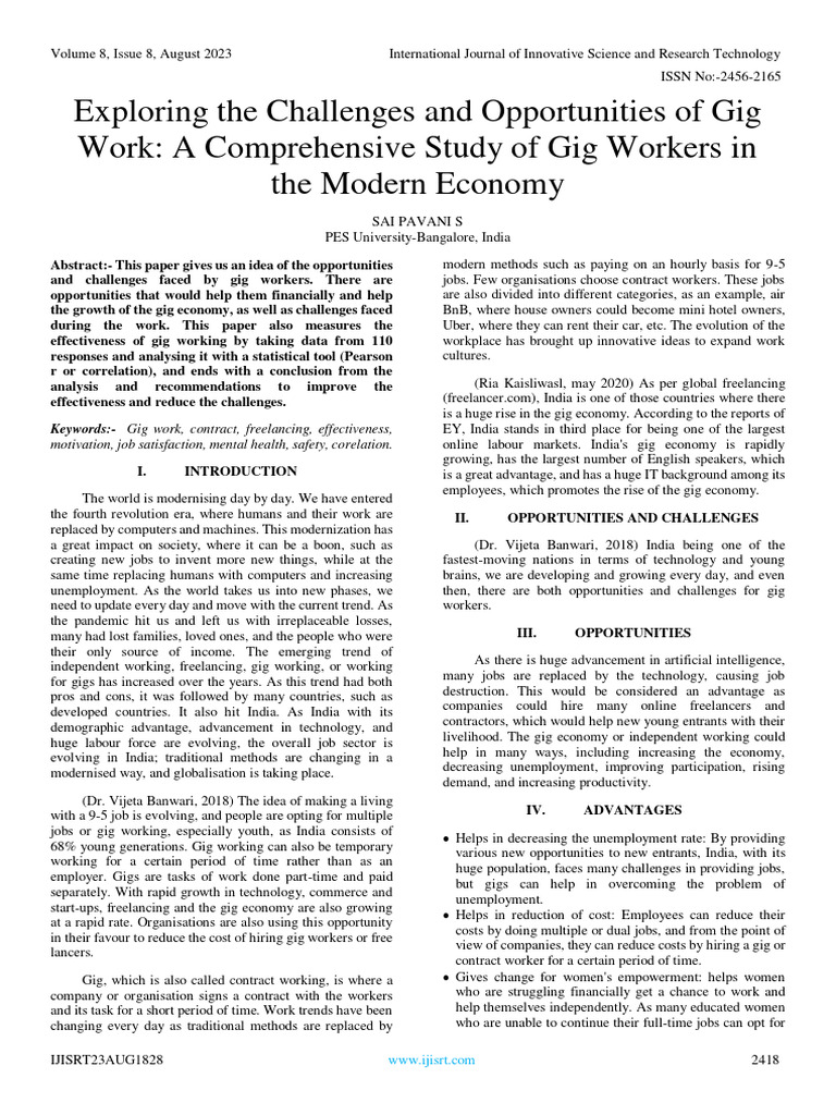Exploring The Challenges and Opportunities of Gig Work: A Comprehensive ...