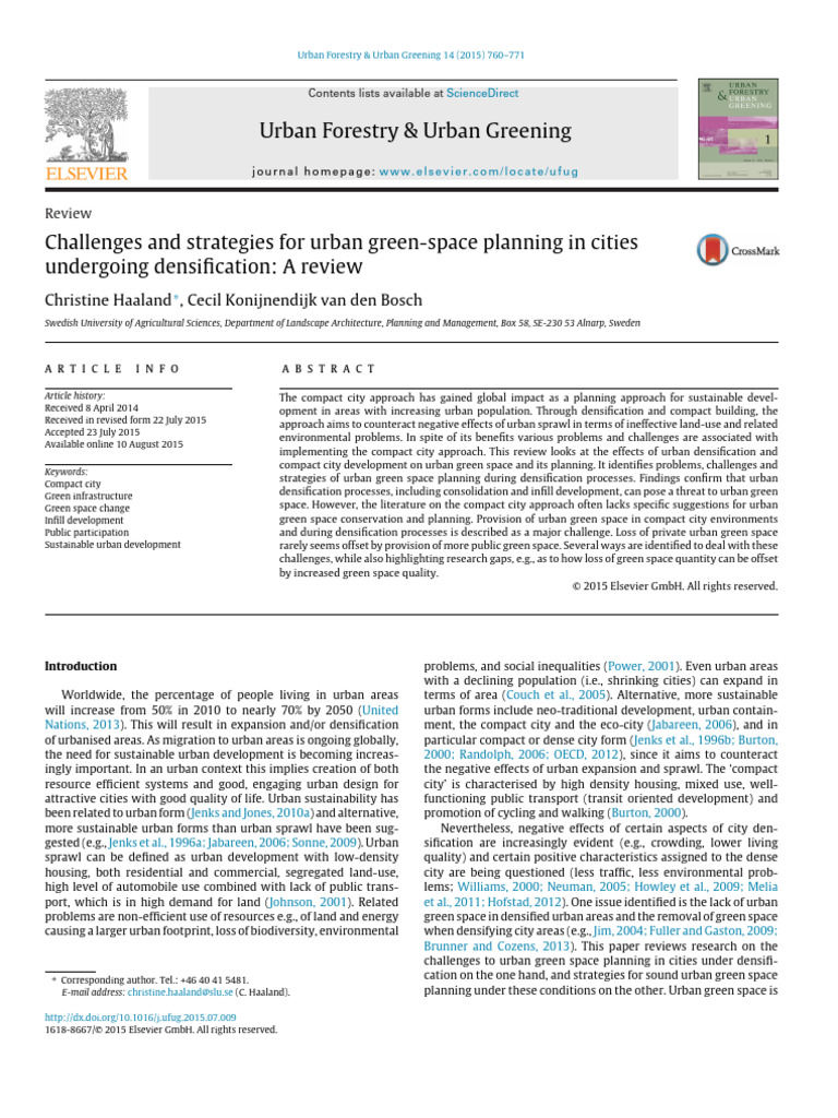 Challenges and strategies for urban green-space planning in cities | PDF | Urban Sprawl ...