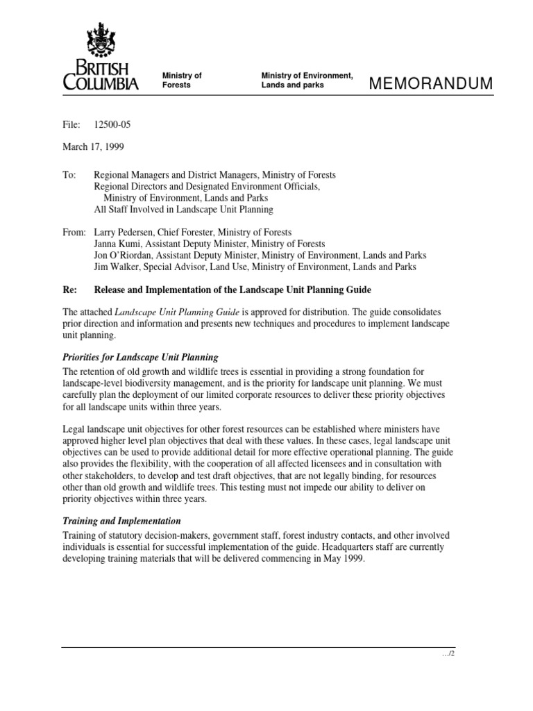 B C Landscape Unit Planning | PDF | Biodiversity | Forests