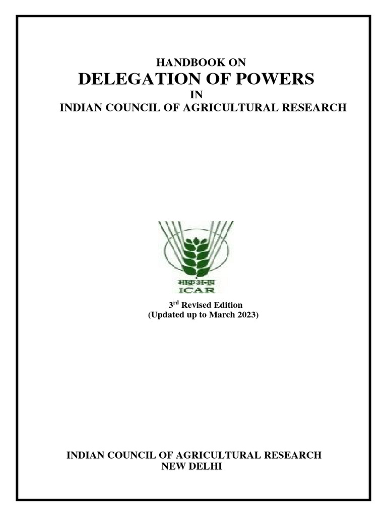 Handbook On Delegation of Powers in ICAR | PDF | Expense | Negotiable ...