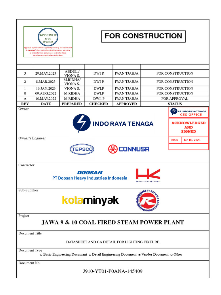 J910-Yt01-P0ana-145409 Datasheet and Ga Detail For Lighting Fixture, Rev.3 (Afc) | PDF | Lighting