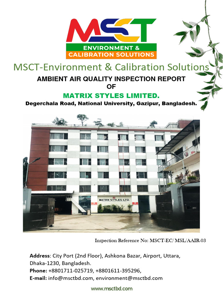 Ambient Air Quality Test Report | Download Free PDF | Atmosphere Of ...