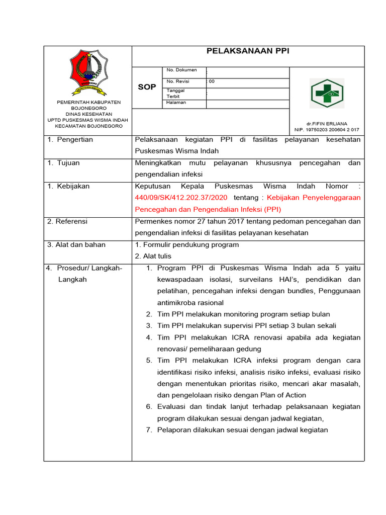Sop Pelaksanaan Ppi | PDF