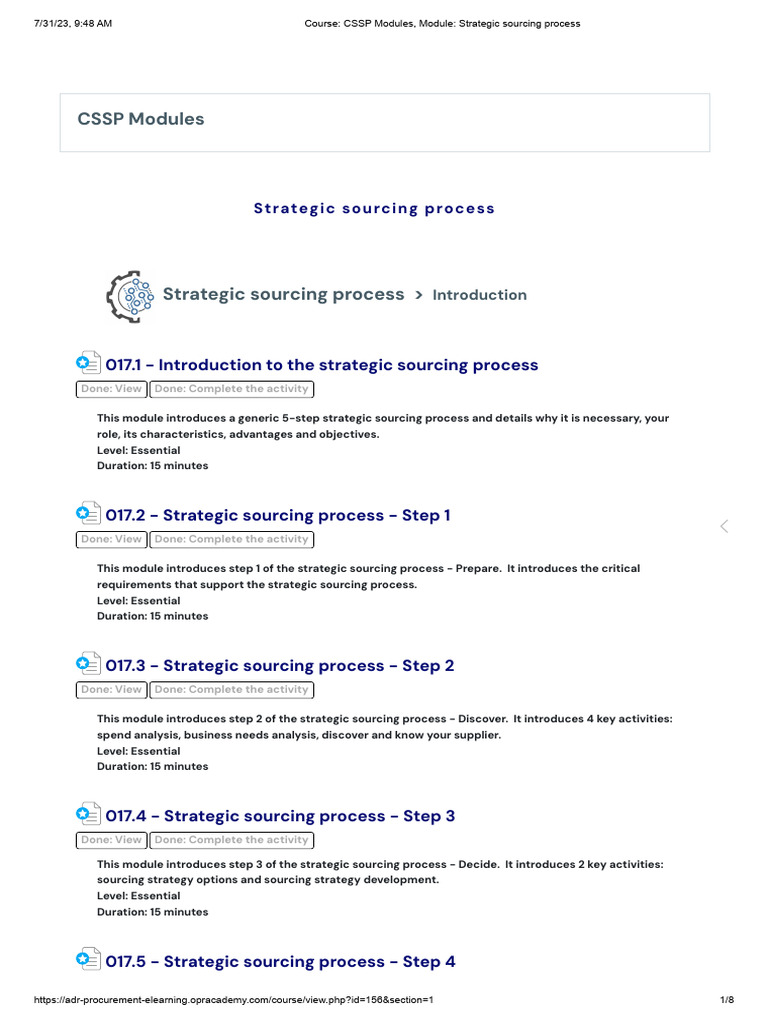 Module 1 - Strategic Sourcing Process | PDF | Procurement | Request For ...