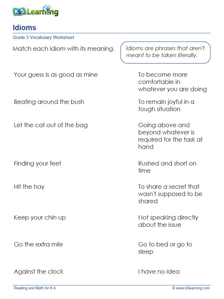 Grade 3 Idioms 3 | Download Free PDF | Lexical Semantics | Human Communication