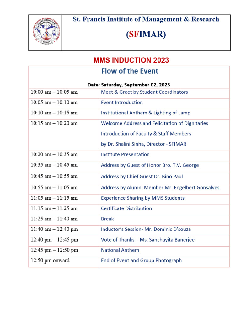 Flow of Induction 2023 | PDF