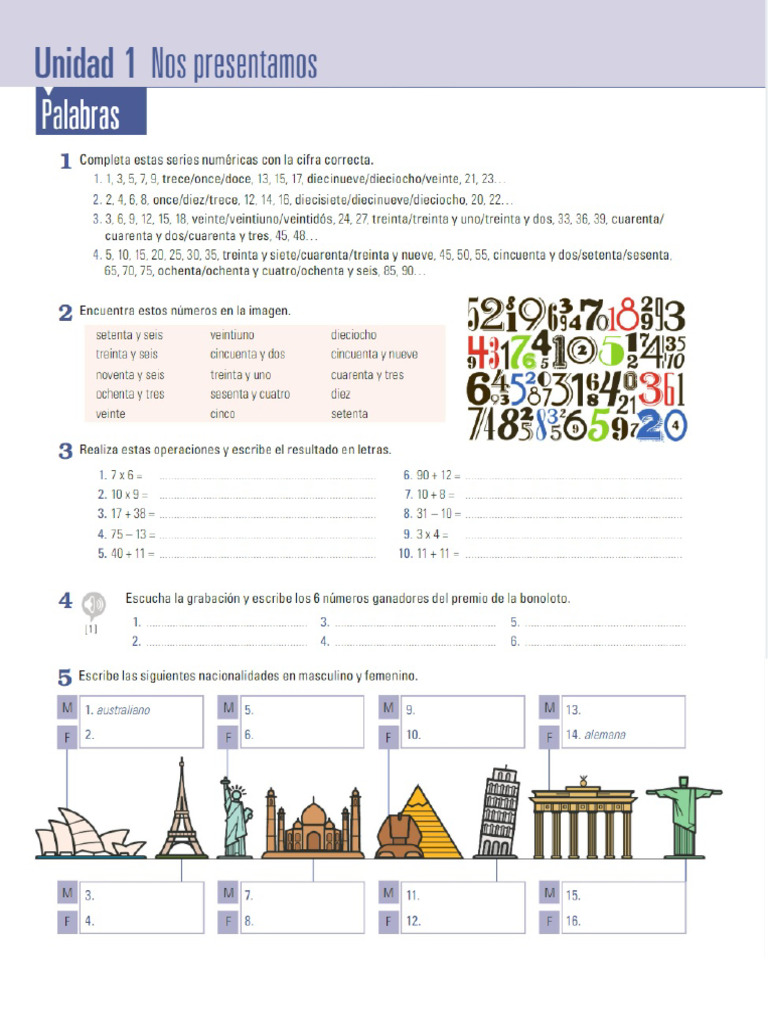 Frecuencias A1 WB Unidad 1 | PDF