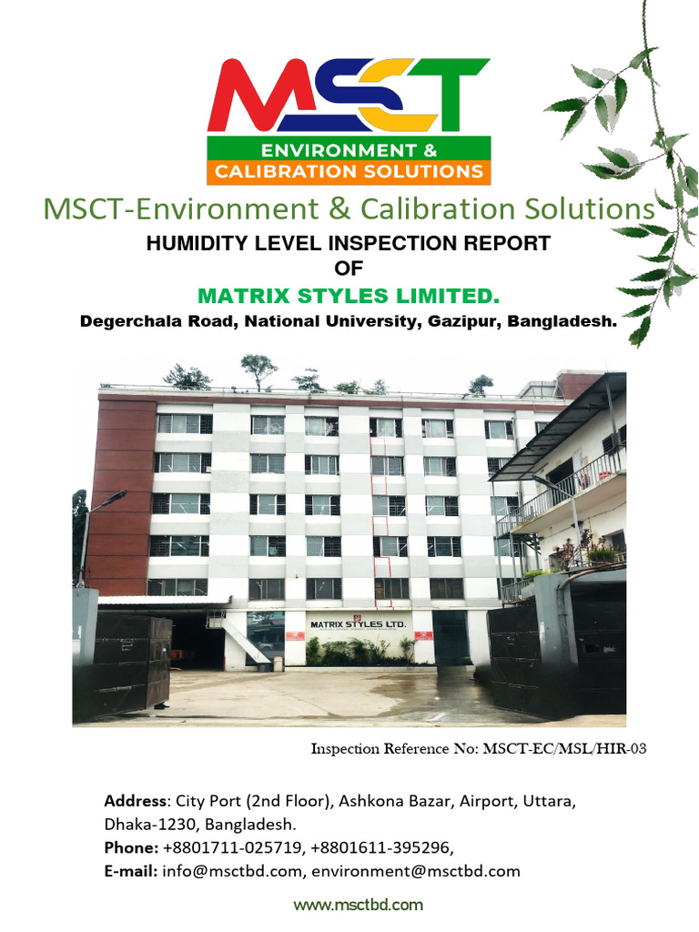 Humidity Level Inspection Report | PDF | Calibration