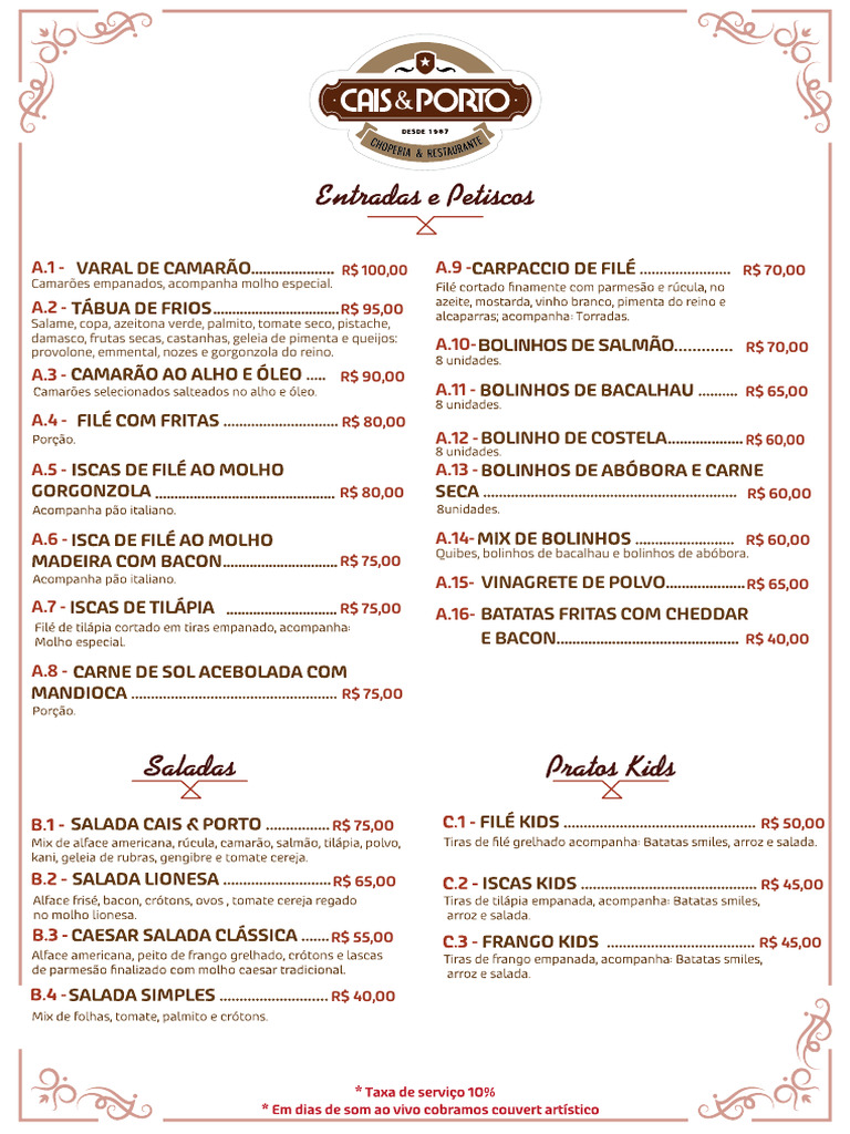 CAIS & PORTO CARDÁPIO | PDF | Sushi | Comidas e bebidas