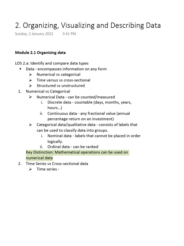 Organizing, Visualizing and Describing Data | PDF
