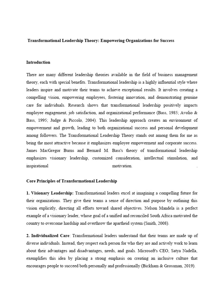 Transformational Leadership Theory | PDF | Transformational Leadership ...