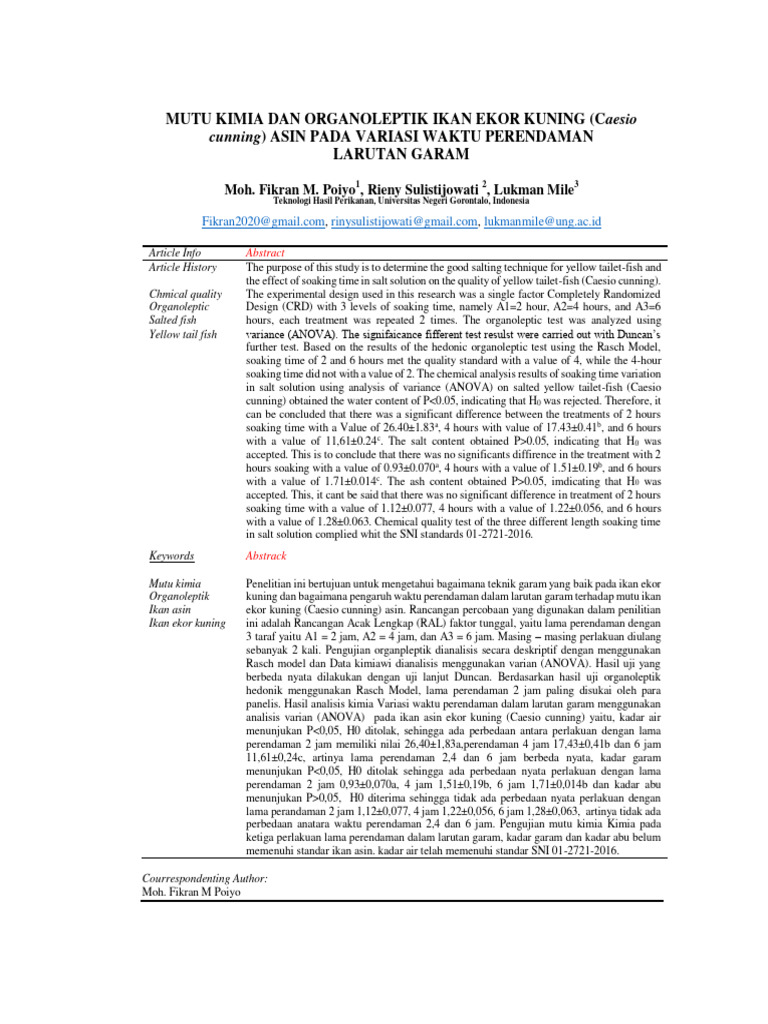 Jurnal Perikanan Ikan Asin | Download Free PDF | Data Analysis | Science