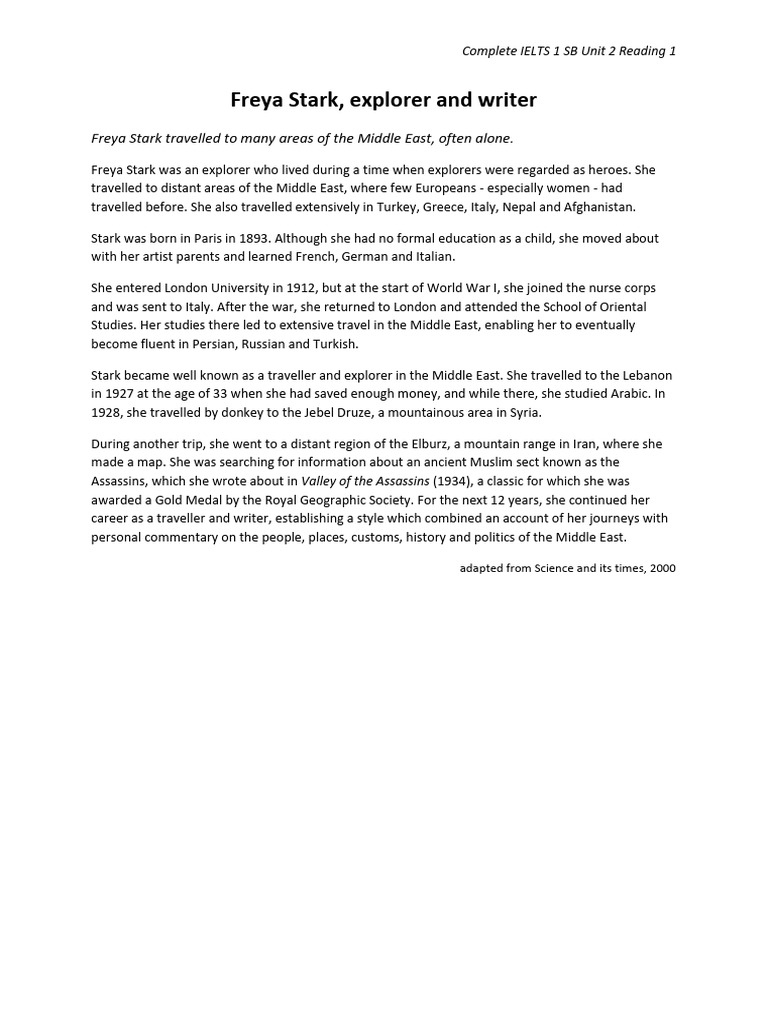 2 Complete IELTS 1 SB Unit 2 Reading 1 | PDF | Middle East | Asia
