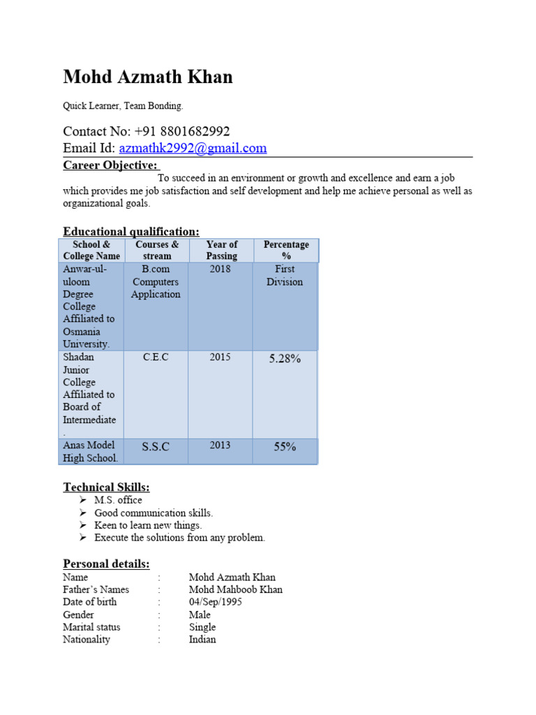 Azmath Khan | PDF | Career & Growth | Wellness
