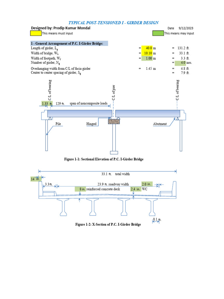 P.C. I-Girder Bridge Design Details | PDF | Prestressed Concrete ...
