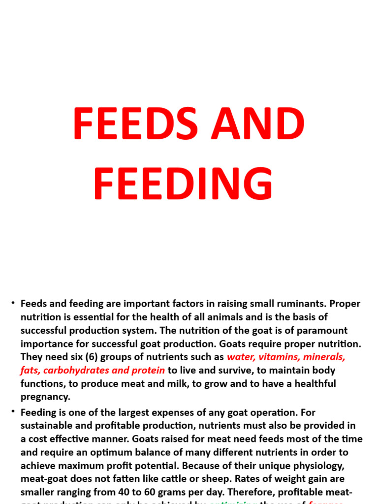 Goat Feeding Guidelines and Nutrition | PDF | Goat | Cattle