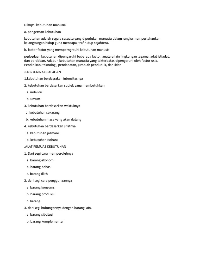 Dikripsi Kebutuhan Manusia | PDF