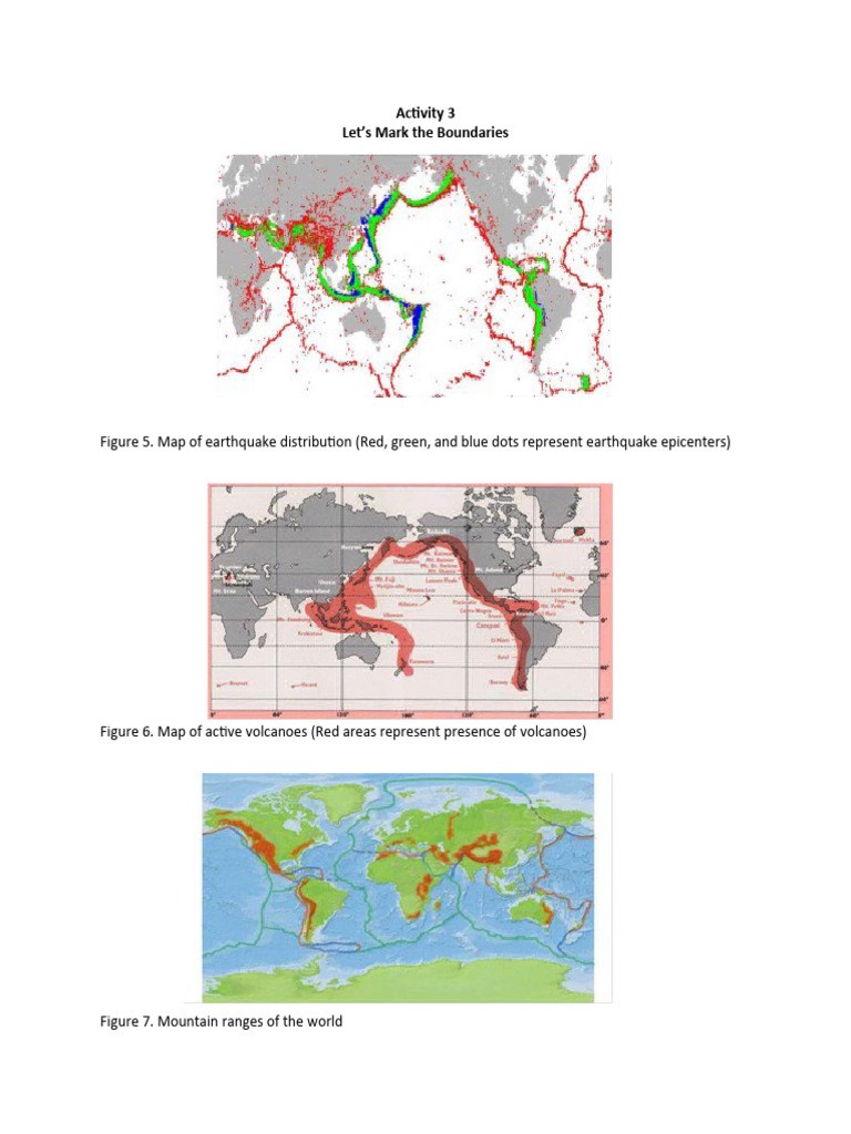 Activity 3 Distribution of Epicenters Volcanoes Mountaing Ranges 1 | PDF