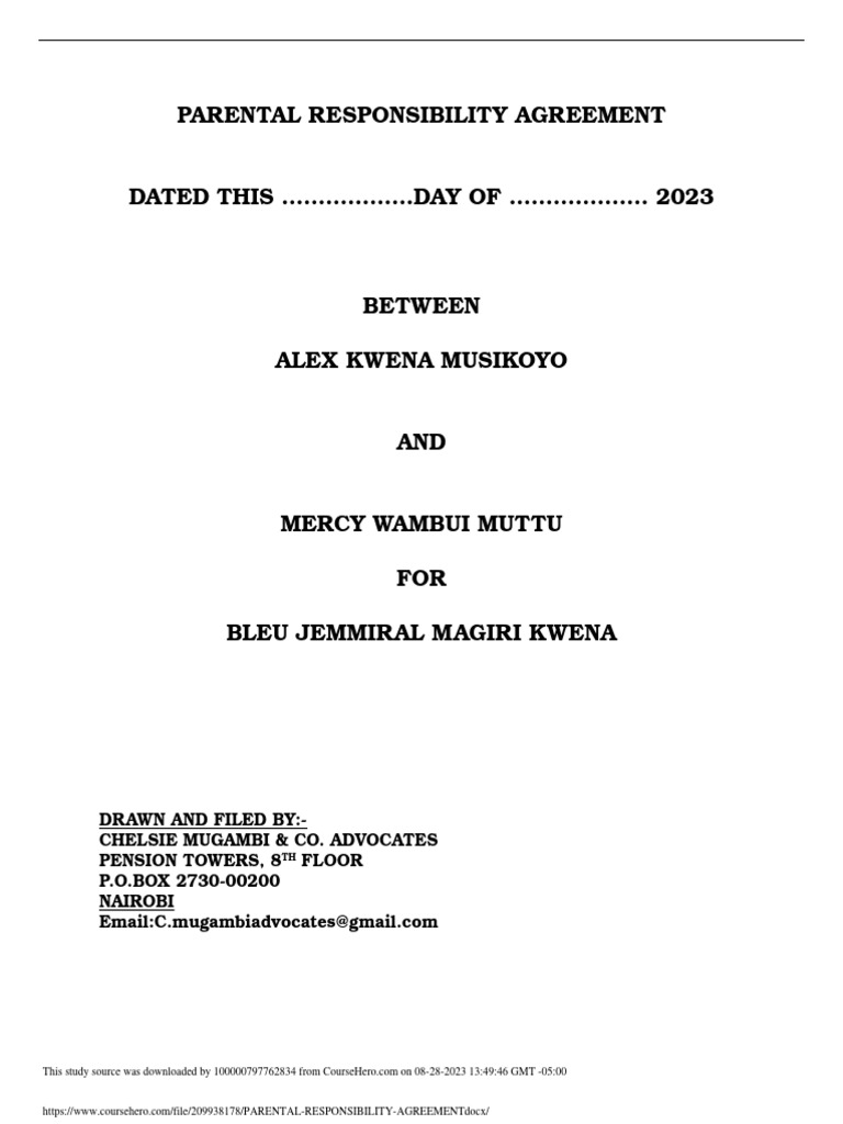 PARENTAL_RESPONSIBILITY_AGREEMENT.docx | PDF | Contact (Law) | Child ...