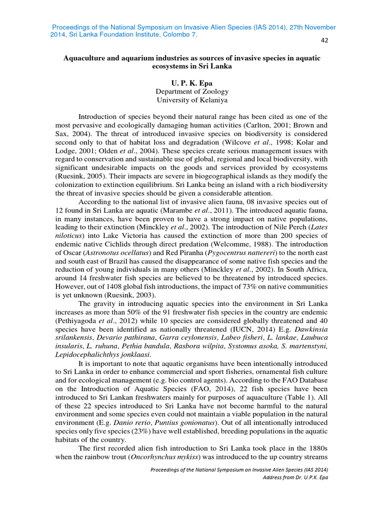 Aquaculture and aquarium industries as sources of invasive species in ...