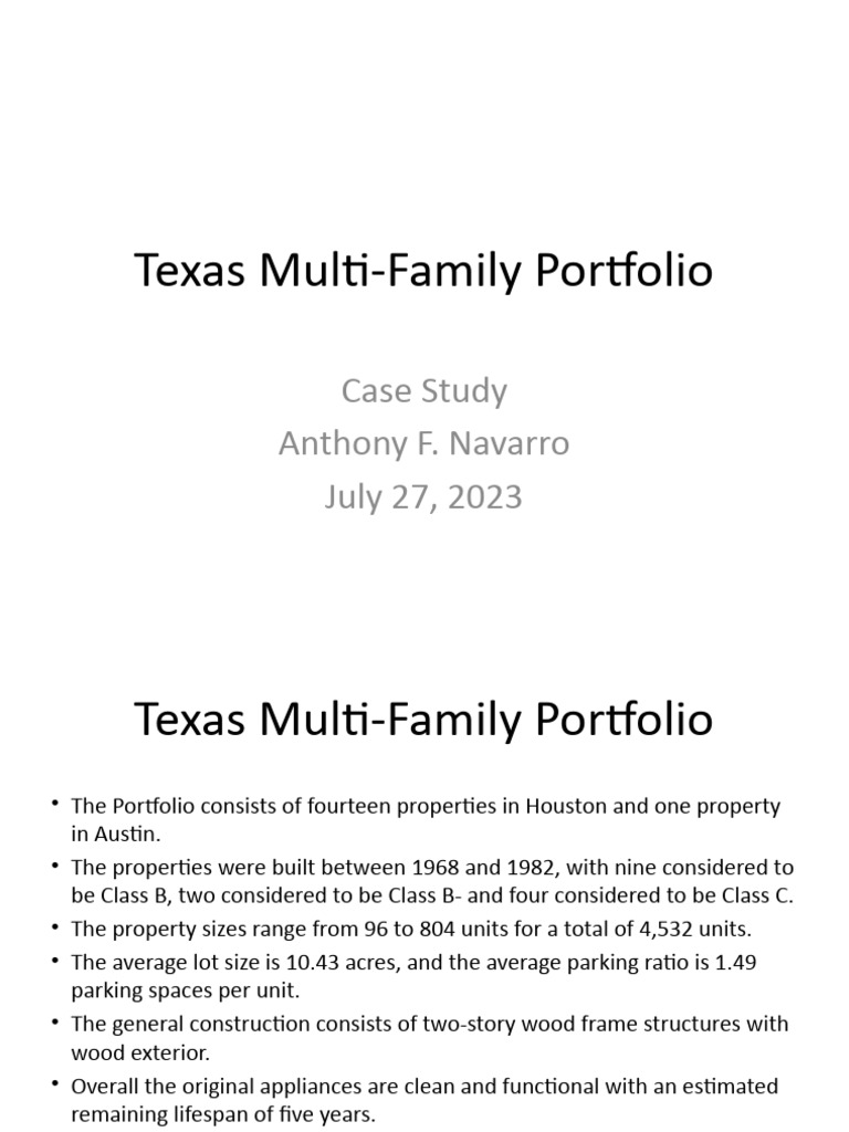 Texas Multi-Family Portfolio Class | PDF | Debt | Loans