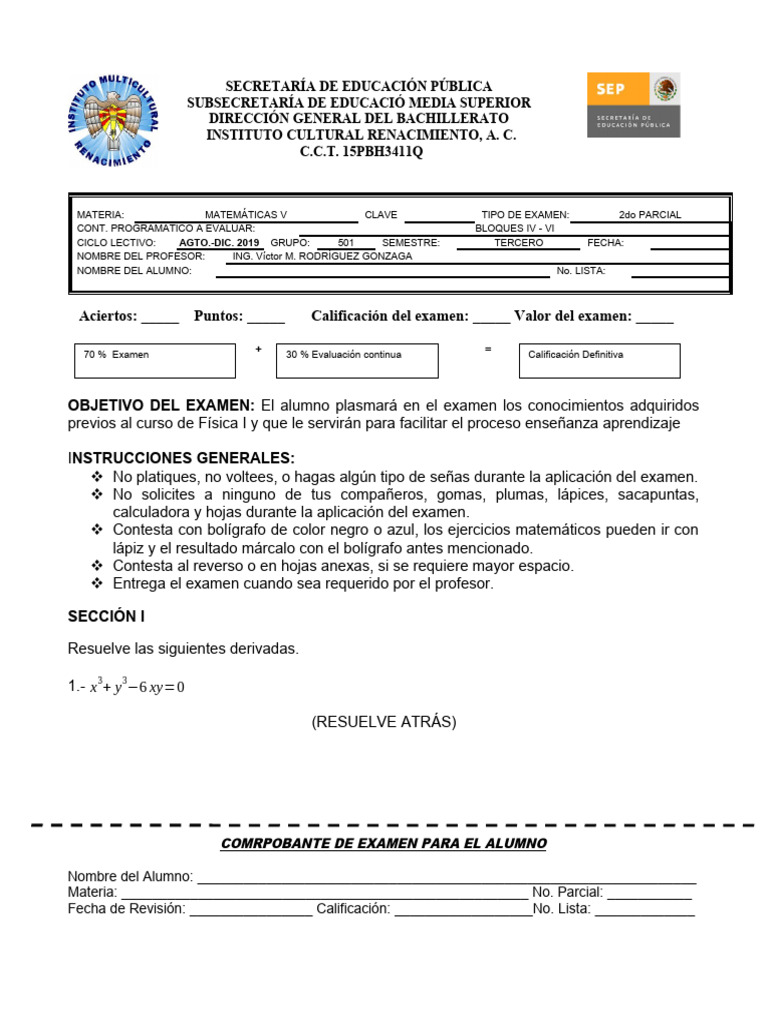 Examen de Matemáticas V 2024 | PDF | Aprendizaje