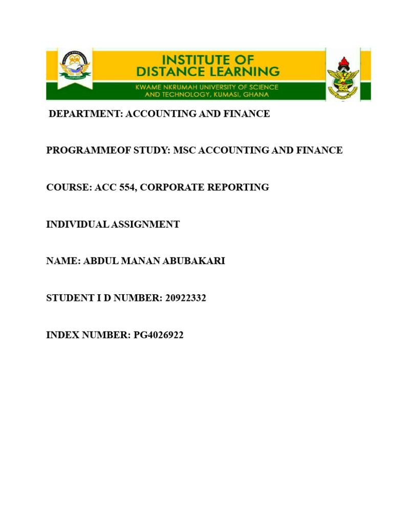 Corporate Reporting Assignment Pdf Equity Finance Leverage Finance