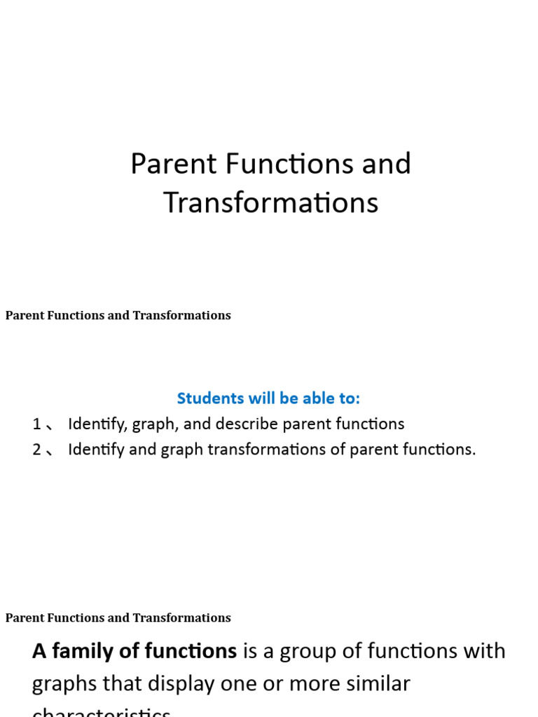 1 5 Parent Functions and Transformations | PDF | Function (Mathematics ...