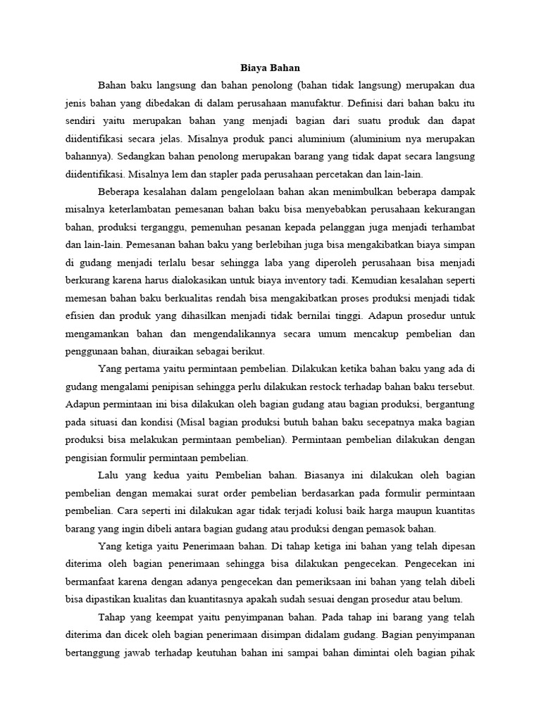 Resume Biaya Bahan - Muhammad Amin Amrullah - 210810301157 | PDF