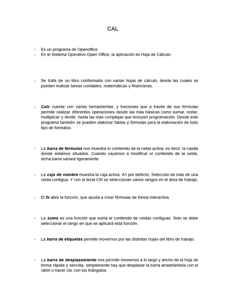 CALC Apli | PDF | Hoja de cálculo | Ciencias de la Computación