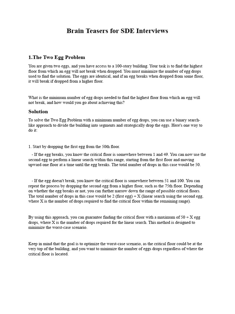 Brain Teasers For SDE Interviews | Download Free PDF | Applied Mathematics