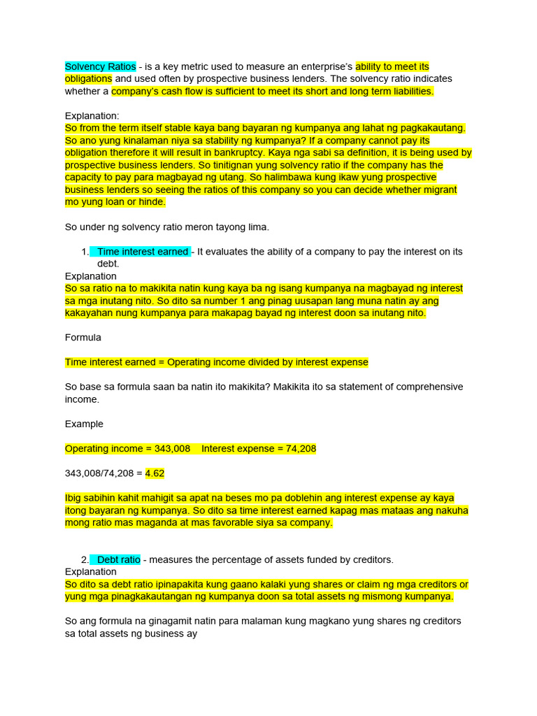 Solvency Ratio | PDF