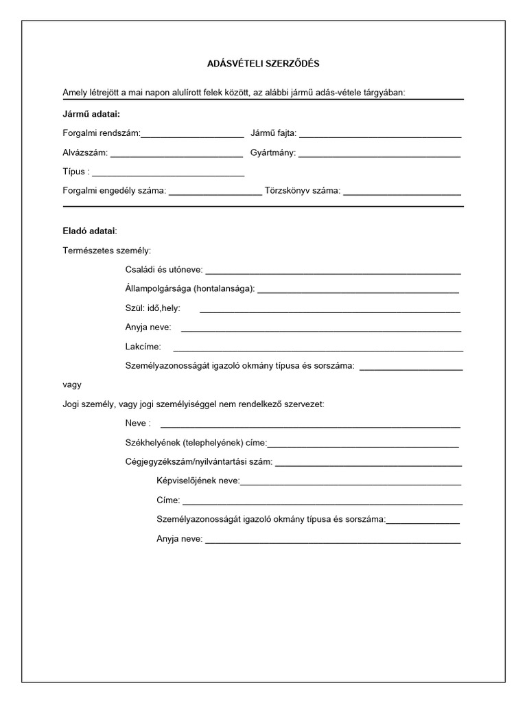 Adás-Vételi Szerződés-1 | PDF