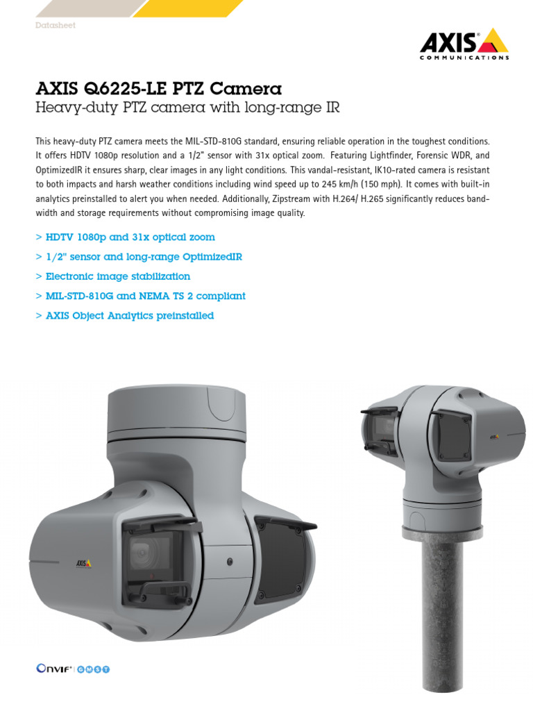 Axis q6225 Le PTZ Camera en US 397916 | Download Free PDF | Camera | Computer Network
