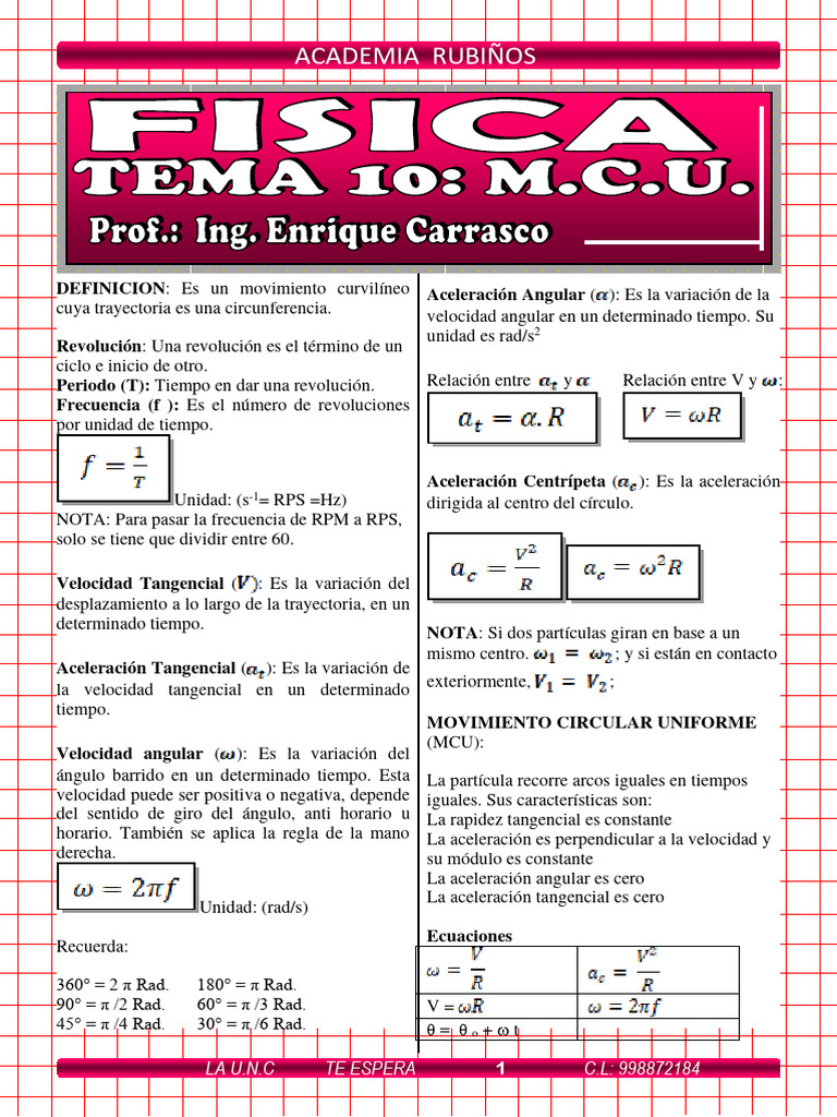 10. MCU (1) | PDF | Tiempo espacial | Mecánica