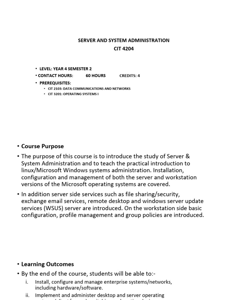 Lesson - 1 | Download Free PDF | Server (Computing) | System Administrator