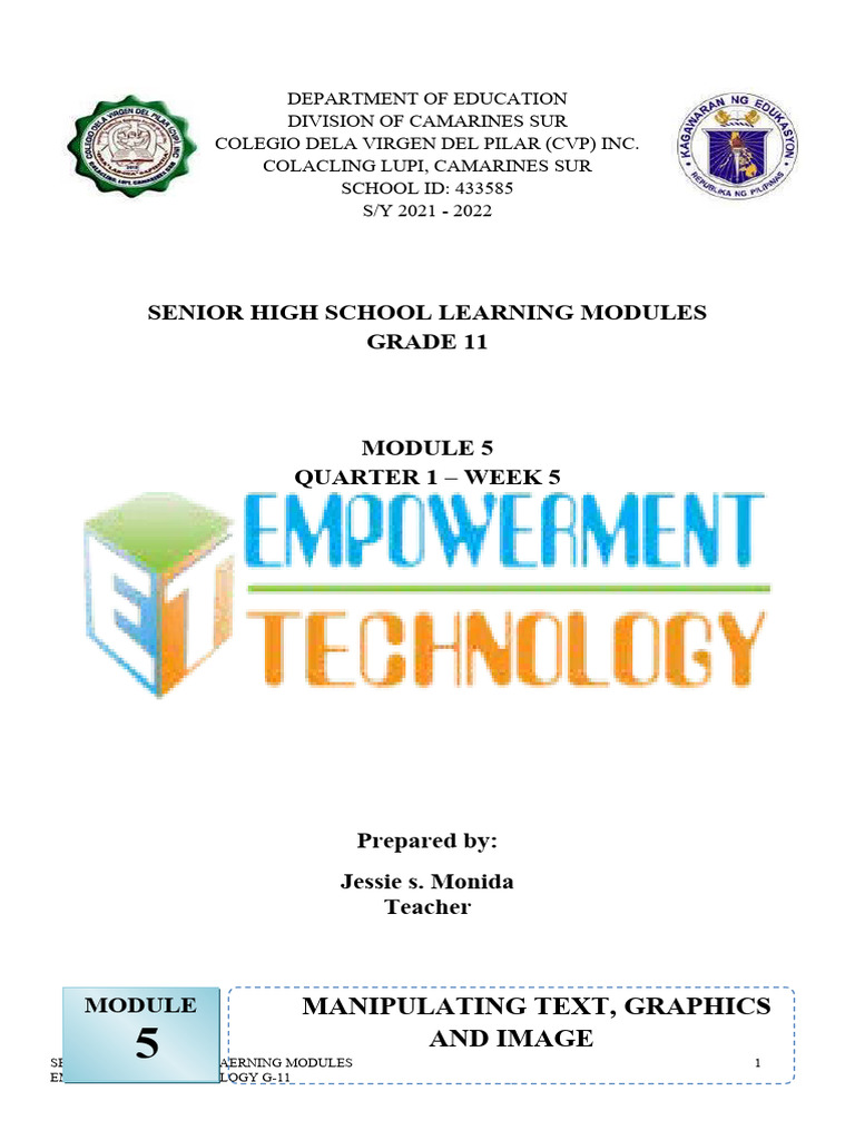 q1 Module 5 Emptech | PDF | Adobe Photoshop | Image Editing