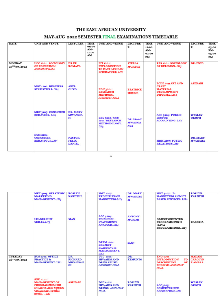 Examinations Final Time Table May-Aug 2022 | PDF | Science | Economies