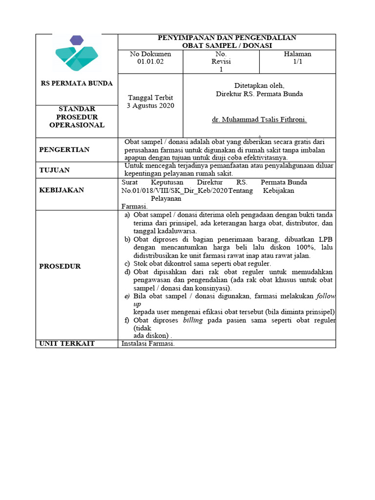 Pengelolaan Obat Donasi di RS | PDF | Sains & Matematika