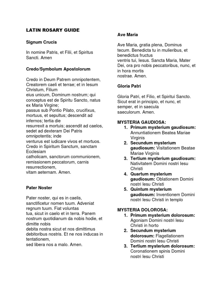Latin Rosary Guide | PDF