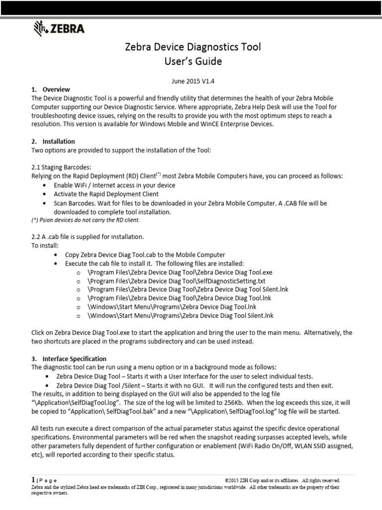 Guide To Zebra Device Diagnostic Tool V1.4 PDF | PDF | Bluetooth | Wi Fi