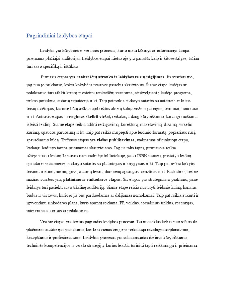 Pagrindiniai Leidybos Etapai | PDF